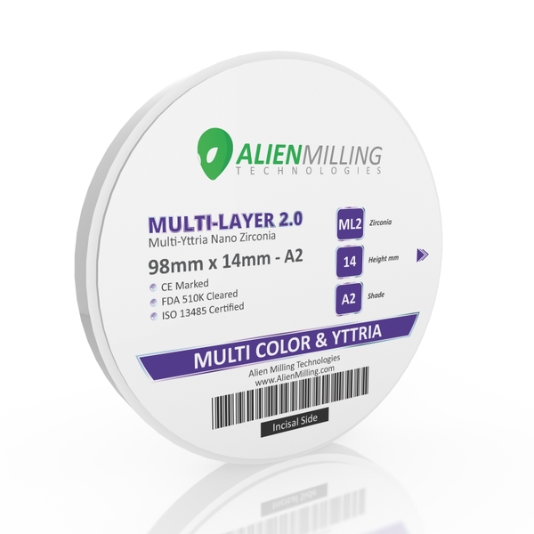 Alien Multi-Layer 2.0 98mm Zirconia Disc – Alien Milling Technologies